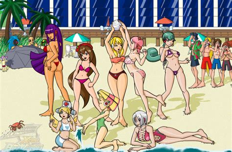 rule 34 alia android axl mega man beach bikini blonde blonde hair