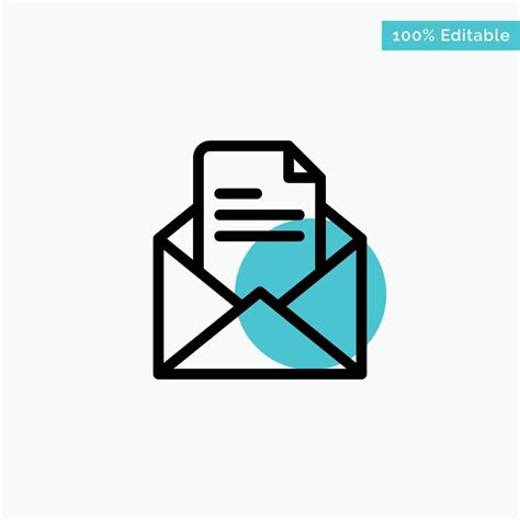 text mail office pencil turquoise highlight circle point vector icon