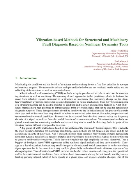 Pdf Nonlinear Dynamicstime Series Methods For Fault Detection And