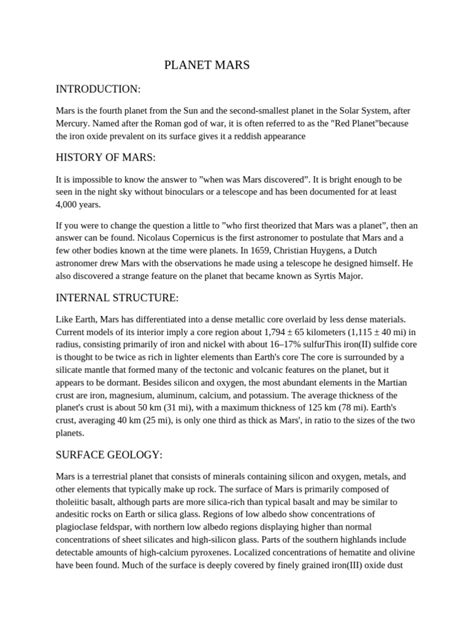 planet mars pdf mars exploration of mars