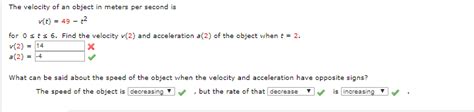 solved the velocity of an object in meters per second is