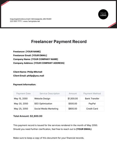 Free Payment Summary Template To Edit Online