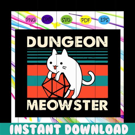 Dungeon Meowster Retro Vintage Svg Funny Cat Lover Dungeon Inspire