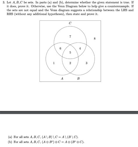 Solved 3 Let A B C Be Sets In Parts A And B Chegg Com
