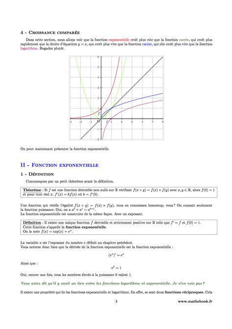 Fonction Exponentielle Cours Pdf à Imprimer Maths Terminale Es