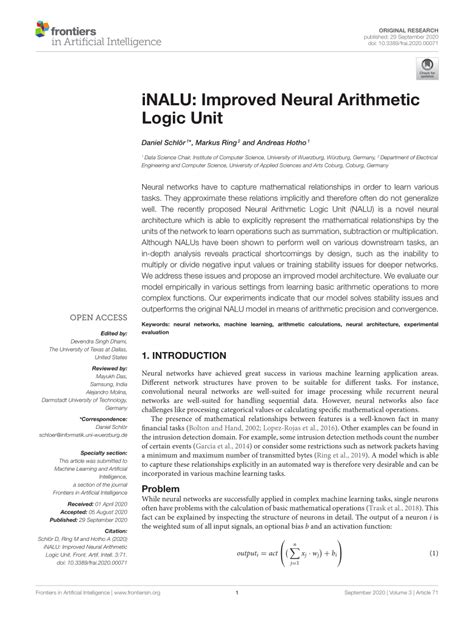 Pdf Inalu Improved Neural Arithmetic Logic Unit