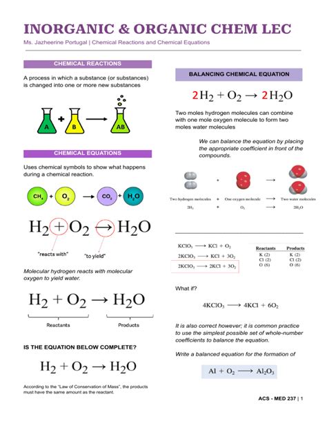 Chemical Reactions And Equations Lecture Notes