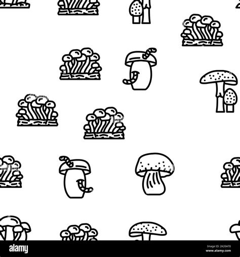 Mushroom Vegetable And Fungus Vector Seamless Pattern Stock Vector