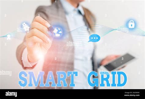 Writing Note Showing Smart Grid Business Concept For Includes Of Operational And Energy