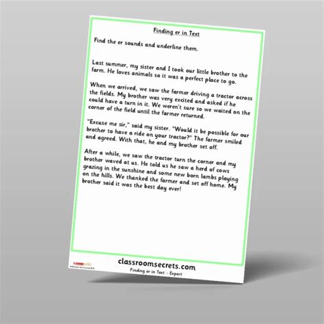 KS1 Finding Er In Text Activity Resource | Classroom Secrets