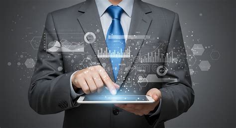 Businessman Using Tablet Data Visualization Modern Style Stock Illustration Illustration Of