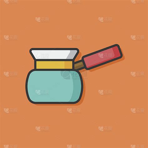 咖啡壶水壶颜色线图标