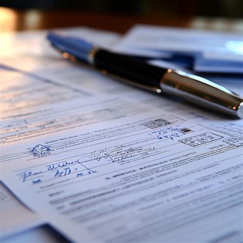 A Closeup Of A Legal Document Or Regulatory Filing With Official Stamps And Signatures Premium