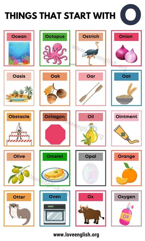 Examples Of Things That Start With O Love English