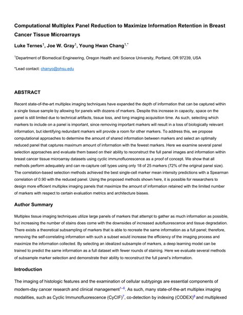 Pdf Computational Multiplex Panel Reduction To Maximize Information