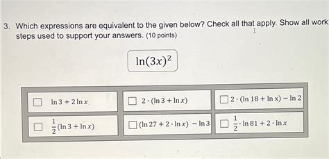 Solved Which Expressions Are Equivalent To The Given Below Chegg