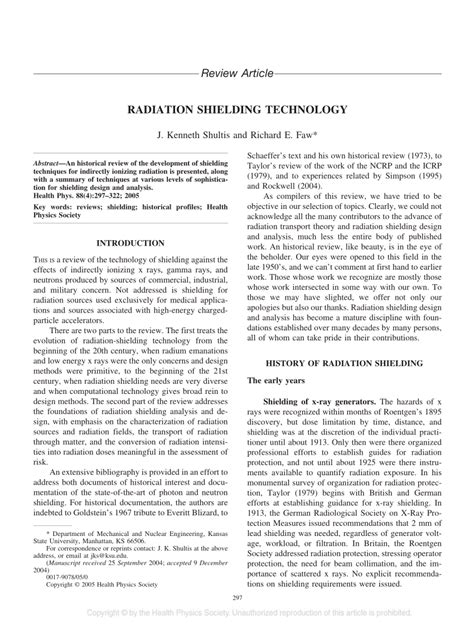 Pdf Radiation Shielding Technology