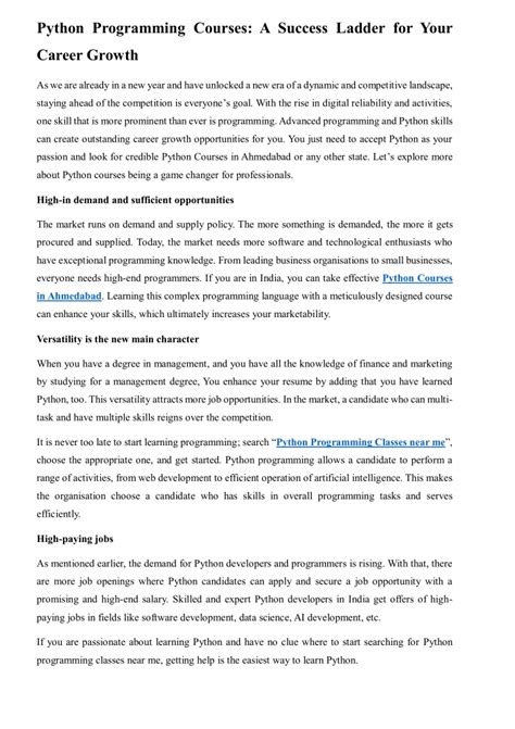 Ppt Python Programming Courses A Success Ladder For Your Career Growth Powerpoint Presentation