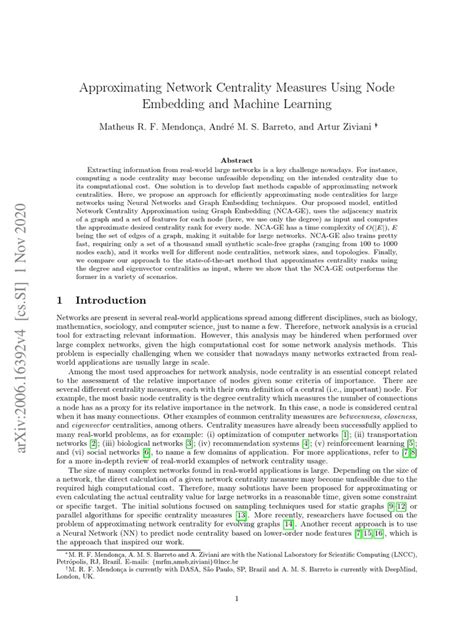 Approximating Network Centrality Measures Using Node Embedding And Machine Learning Pdf