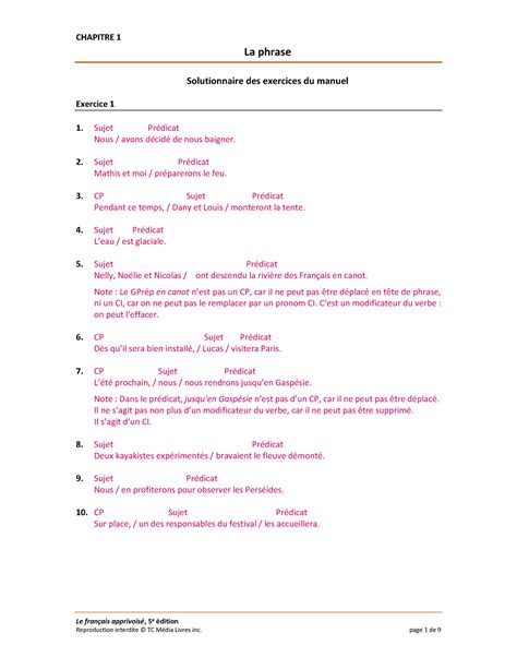 ch01 solutionnaire exercices 1614634821 chapitre 1 la phrase le