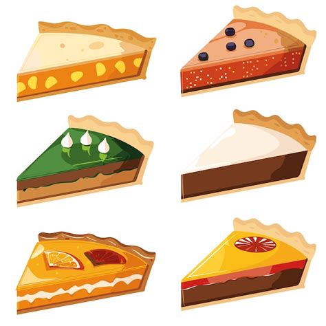 Premium Vector Six Diverse Pie Slices Different Toppings Fillings Tasty Dessert Graphics Show