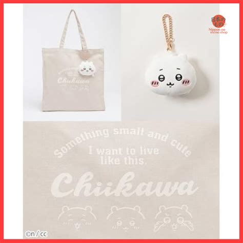 Chikawa Character Tote Bag With Mascot Canvas A4 Size Perfect For