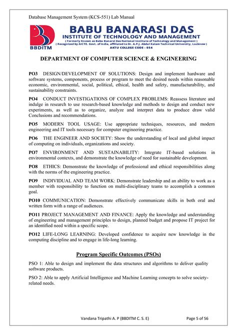 Data Base Management System Lab Manual Kcs 551pdf