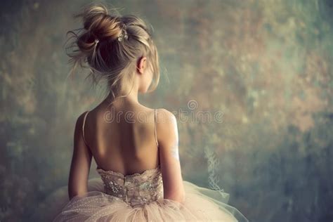 Ballerina A Pink Dress Back View Stock Illustration Illustration Of