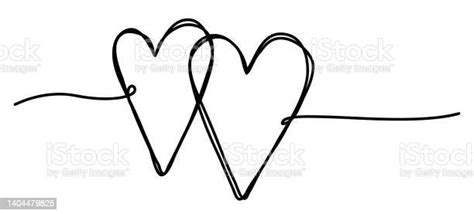 마음 연속 라인 아트 드로잉 우정과 사랑 개념 영원히 가장 친한 친구 흑백 벡터 일러스트레이션 검은색에 대한 스톡 벡터 아트 및 기타 이미지 Istock