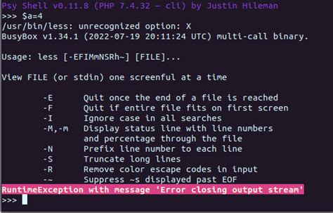 Error Less Unrecognized Option X PHP 7 4 Issue 123 Lorisleiva