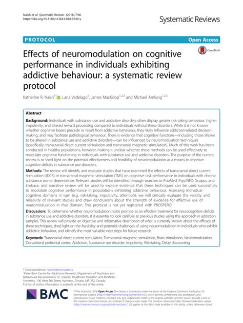 Pdf Effects Of Neuromodulation On Cognitive Performance In