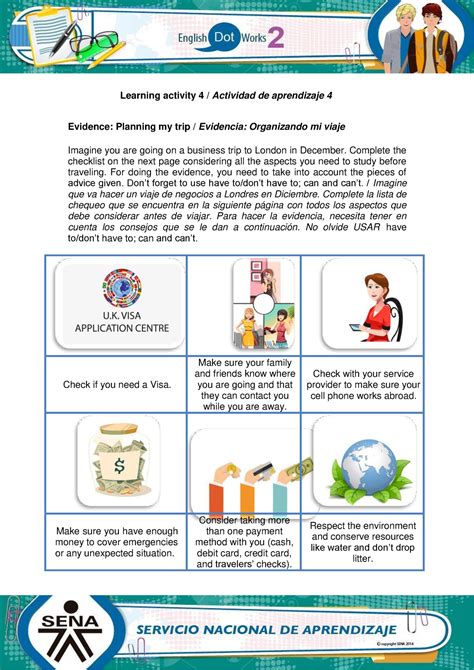 Evidence Planning My Trip Ok Learning Activity 4 Actividad De Aprendizaje 4 Evidence
