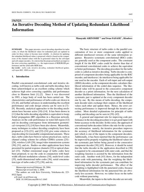 Pdf An Iterative Decoding Method Of Updating Redundant Likelihood