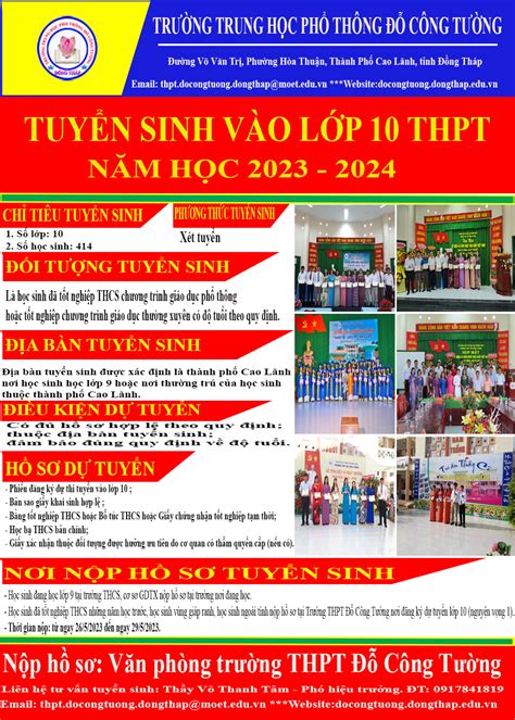 KẾ HOẠCH Tuyển sinh vào lớp 10 Truờng THPT Đỗ Công Tường năm học 2023 ...