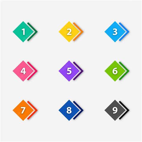 Un Ensemble De Carrés Colorés Avec Des Nombres Et Des Nombres Vecteur Premium