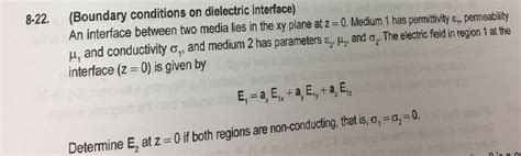 solved 8 22 boundary conditions on dielectric interface