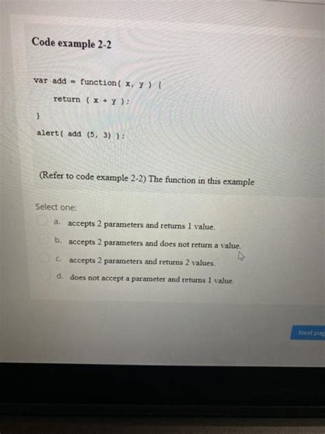 Solved Code Example 2 2 Var Add Function X Y Return