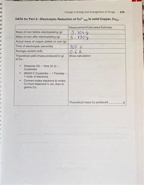 Solved 170 ELECTROCHEMICAL CELLS LAB 7 REPORT Name Date Chegg Com