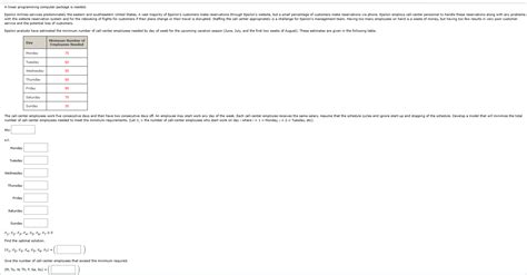 Solved A Linear Programming Computer Package Is Needed