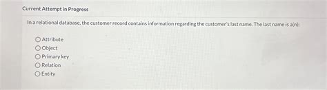 solved current attempt in progressin a relational database