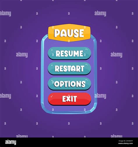 Pause Resume Restart Exit Options UI Kit Collection Buttons For Mobile Development Casual