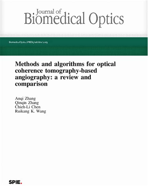 pdf methods and algorithms for optical coherence tomography based