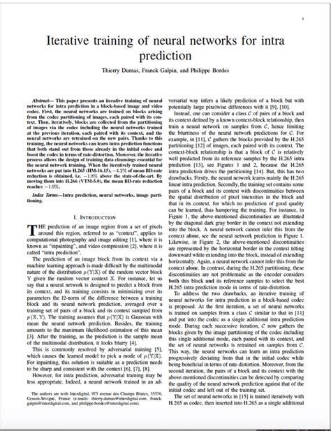 Iterative Training Of Neural Networks For Intra Prediction