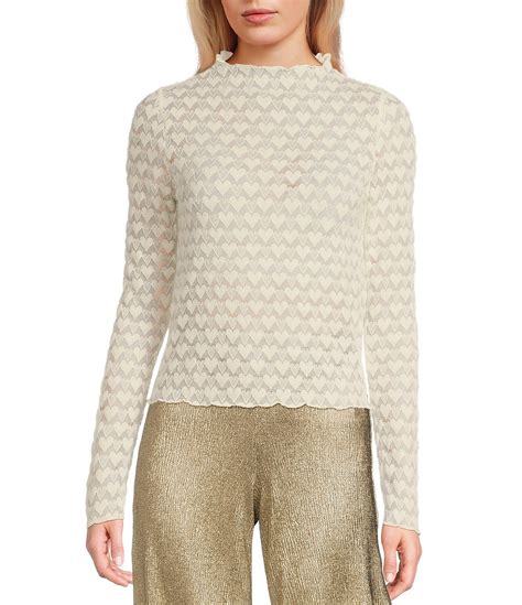 Evolutionary Heart Printed Knit Mock Neck Long Sleeve Top Dillard S