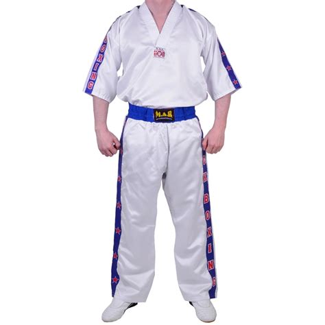 White Kickboxing Uniform With Elasticated Drawstring Waist Mar