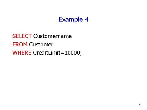 example 2 select customernum customer name balance from