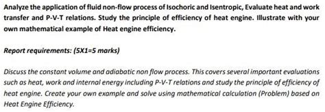 Solved Analyze The Application Of Fluid Non Flow Process Of Solved Analyze The Application Of Fluid Non Flow Process Of