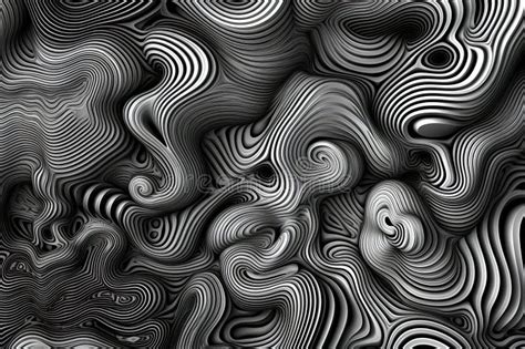Abstract Black And White Squiggly Lines Creating Fluid Patterns Stock Illustration