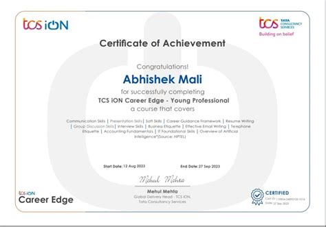 Abhishek Mali On Linkedin Tcsion Careeredge Youngprofessional