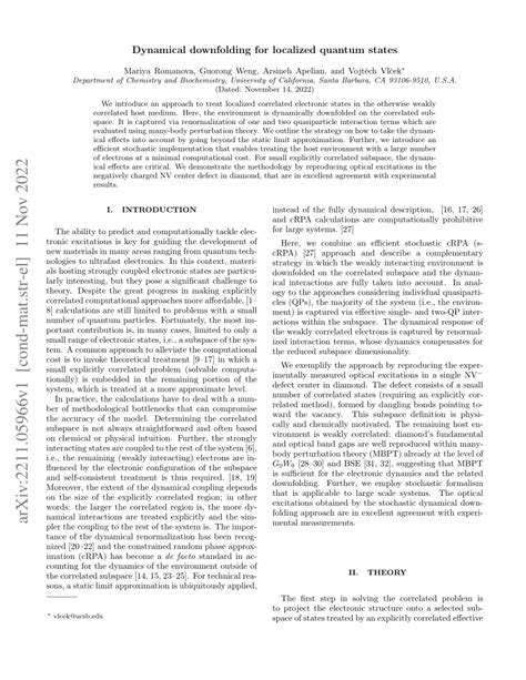 Pdf Dynamical Downfolding For Localized Quantum States